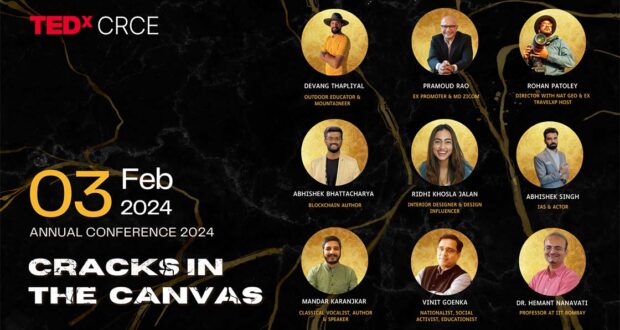 TEDx CRCE : Cracks in the Canvas is taking place at 3rd Feb 2024