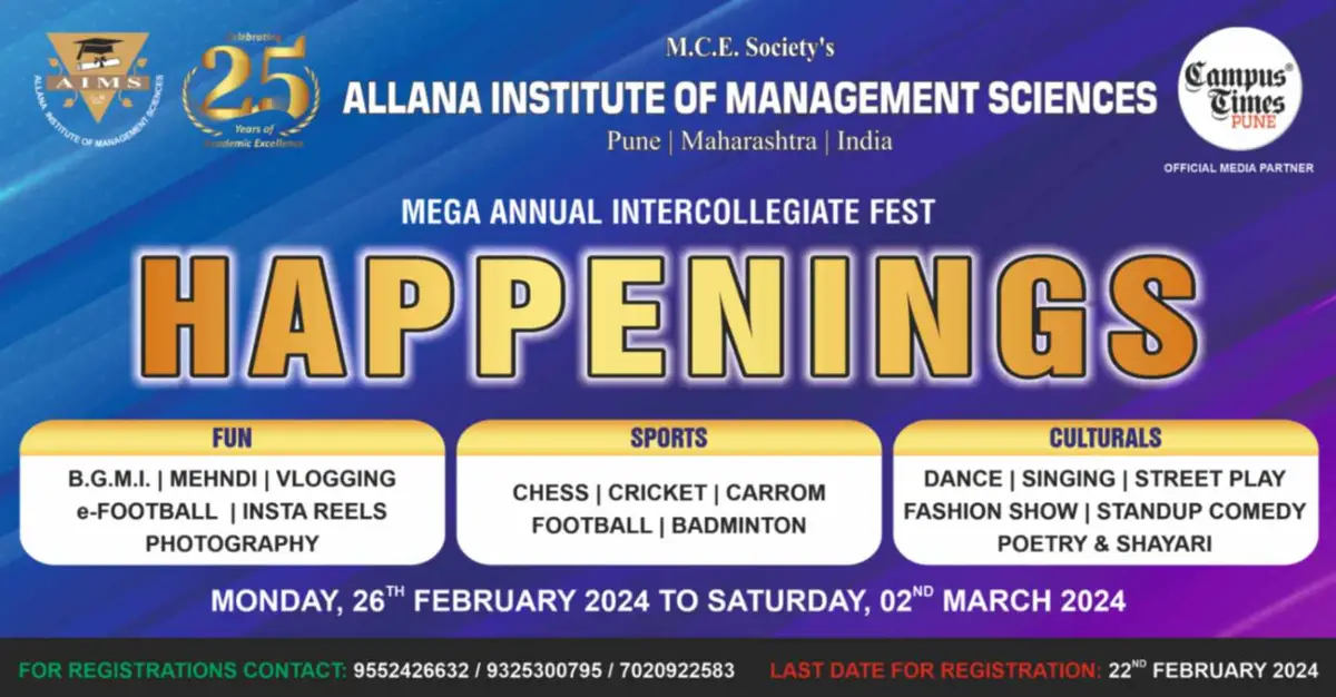 Happenings 2024 - Cultural Fest of AIMS Pune | 26th Feb - 2nd Mar